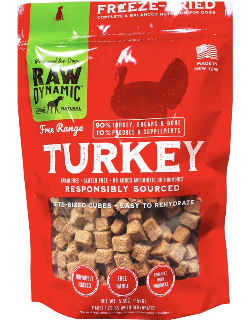Raw Dynamic Freeze Dried Dog Food Free Range Turkey Cubes 14 oz ...